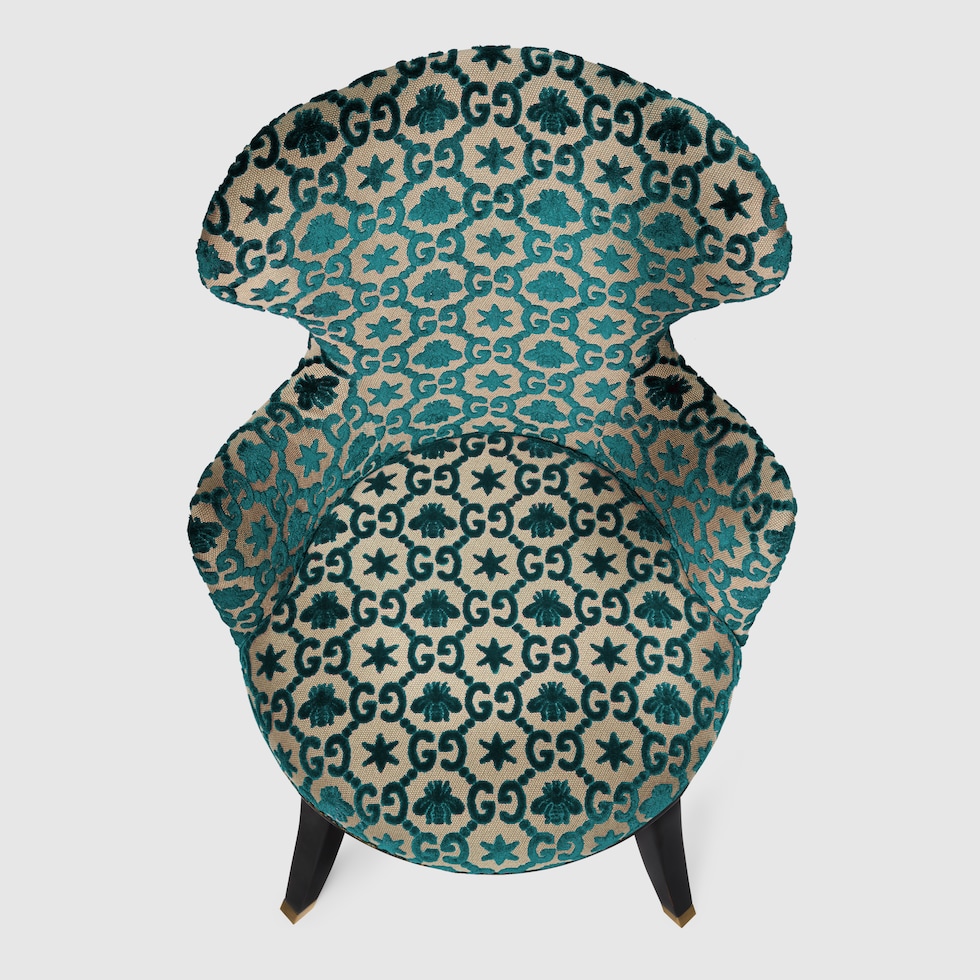 GG jacquard armchair in blue velvet jacquard | GUCCI® US