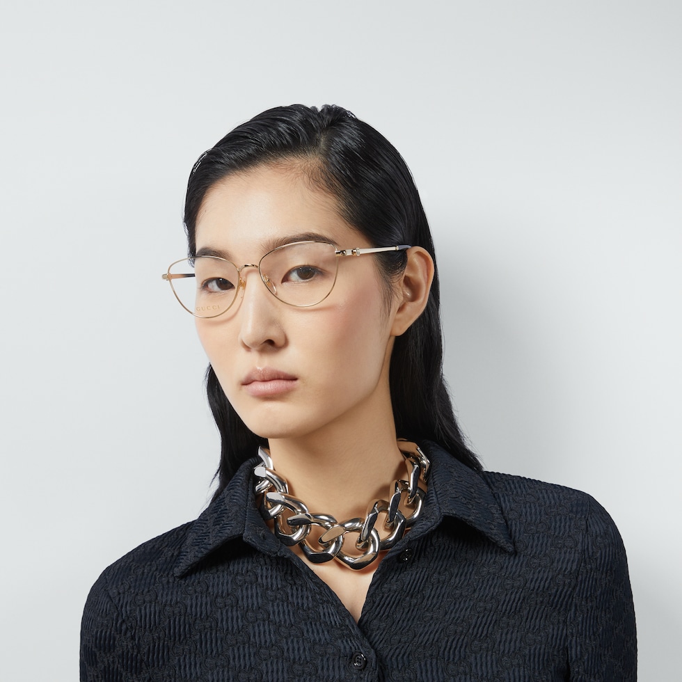 Cat eye optical frame in gold | GUCCI® US