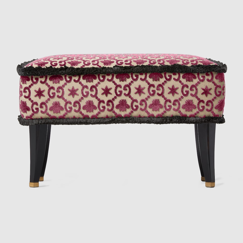 GG bee and star jacquard stool in bordeaux velvet jacquard | GUCCI® US