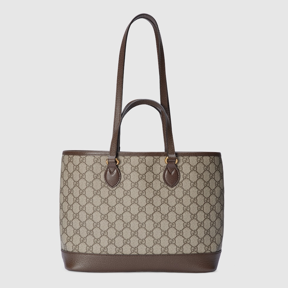 Ophidia medium tote bag in beige and ebony GG Supreme | GUCCI® SG