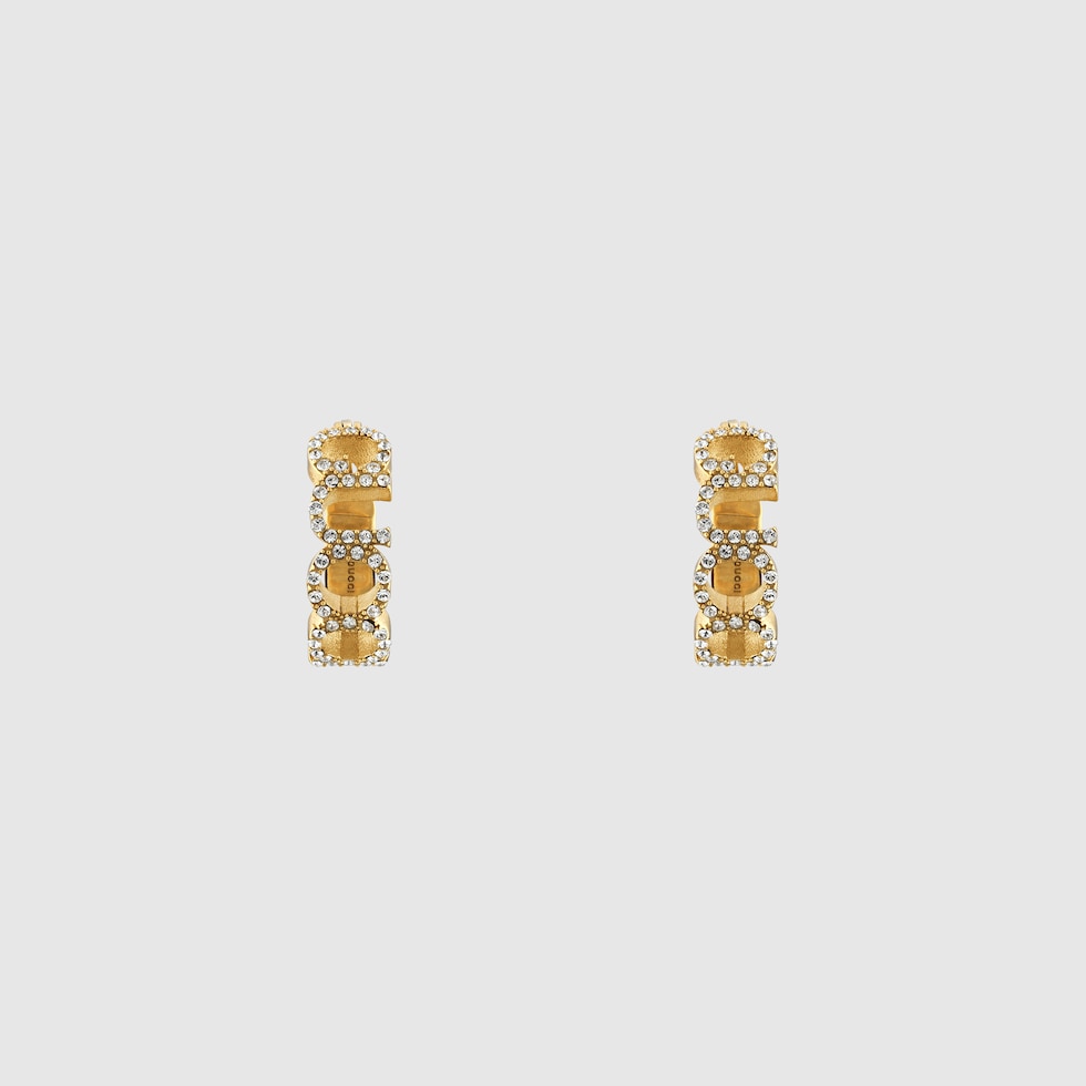 'GUCCI' letter hoop earrings in gold-toned | GUCCI® DK