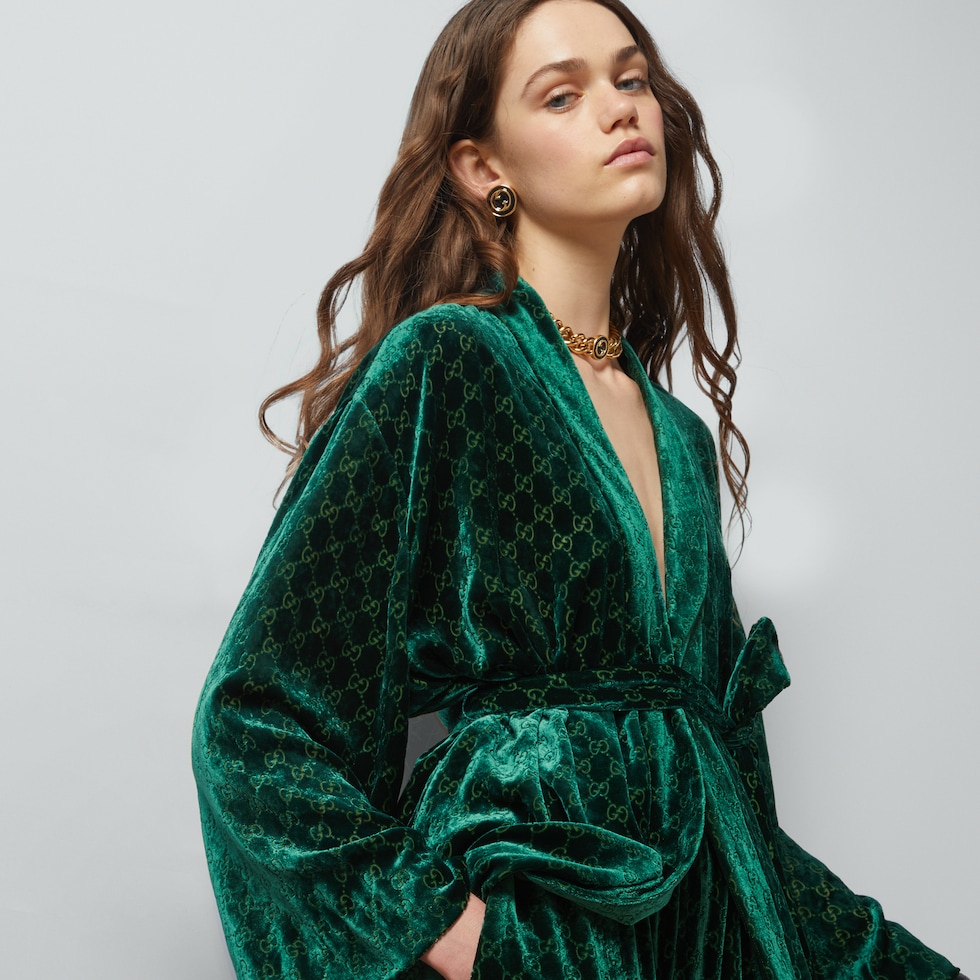 Camicia in velluto GG in verde smeraldo | GUCCI® IT