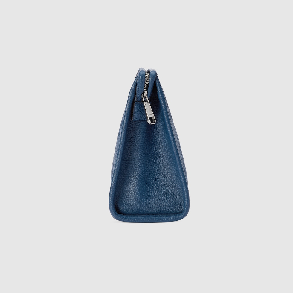 Jumbo GG pouch in blue leather | GUCCI® UK