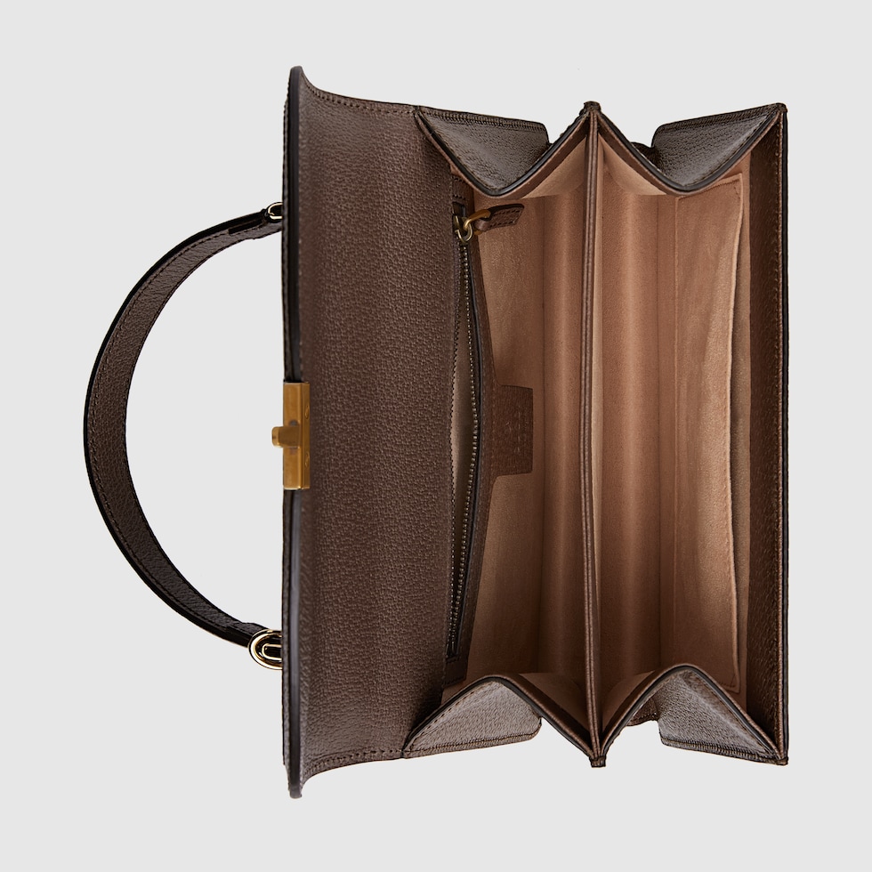 Ophidia medium top handle bag in beige and ebony GG Supreme | GUCCI® US