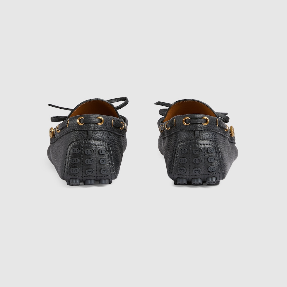 Men's driver with Interlocking G in black leather | GUCCI® Australia