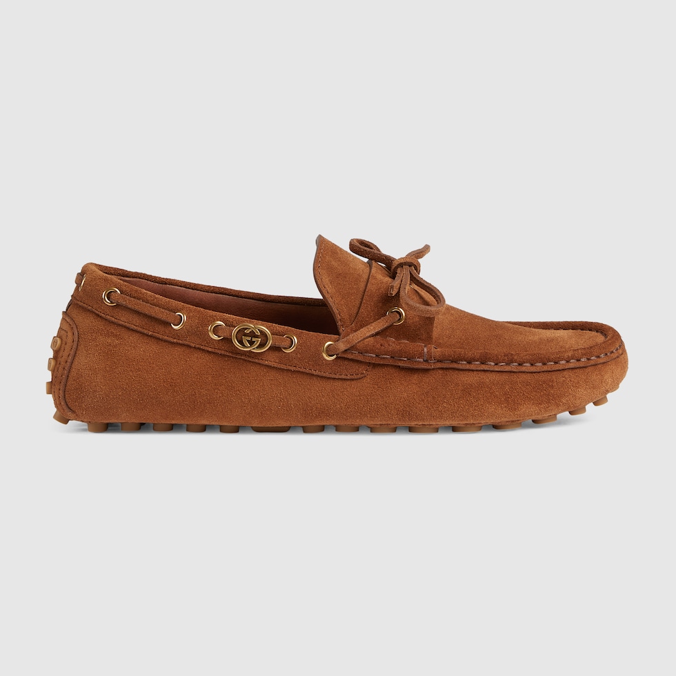 Men's driver with Interlocking G in cuir suede | GUCCI® AE