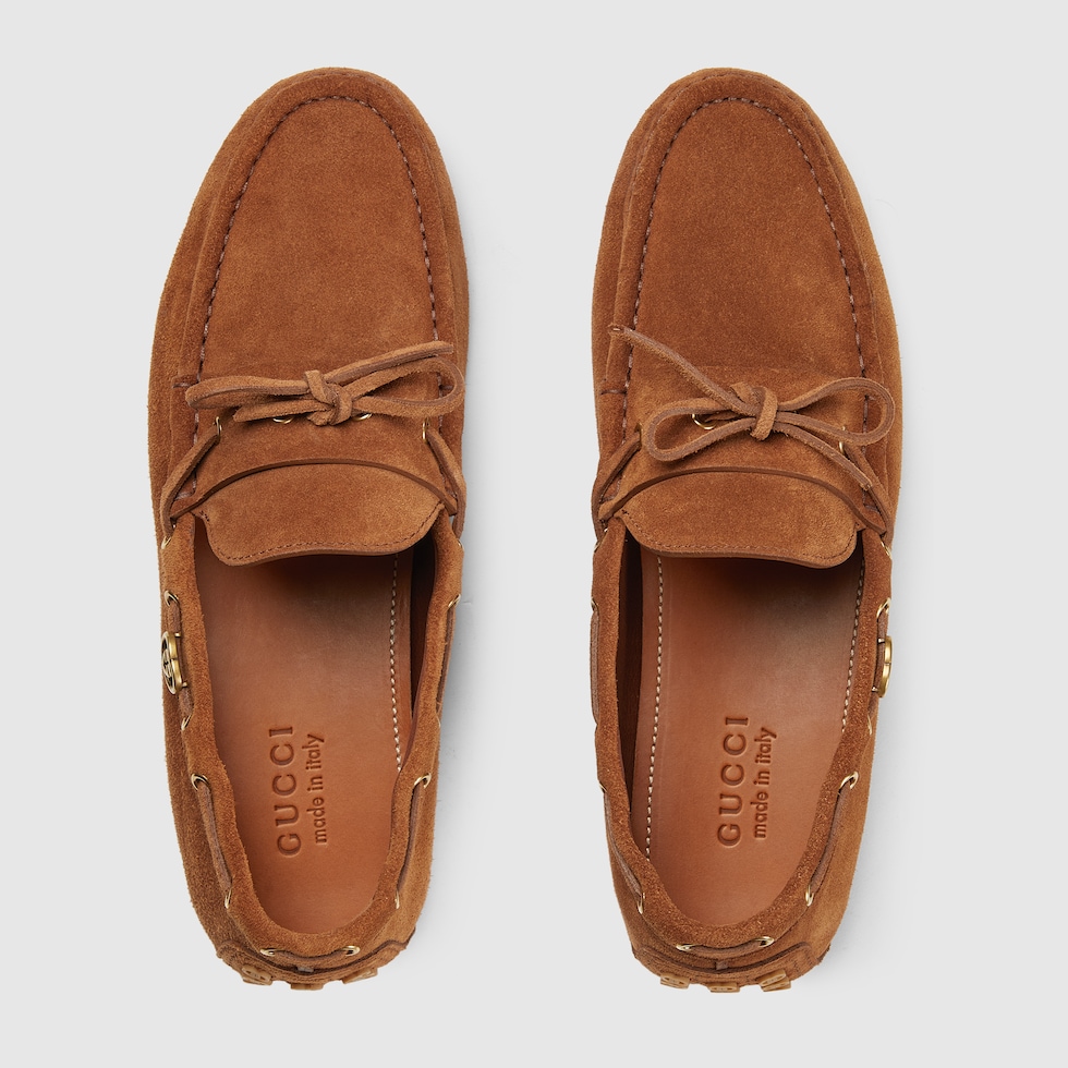 Men's driver with Interlocking G in cuir suede | GUCCI® PL