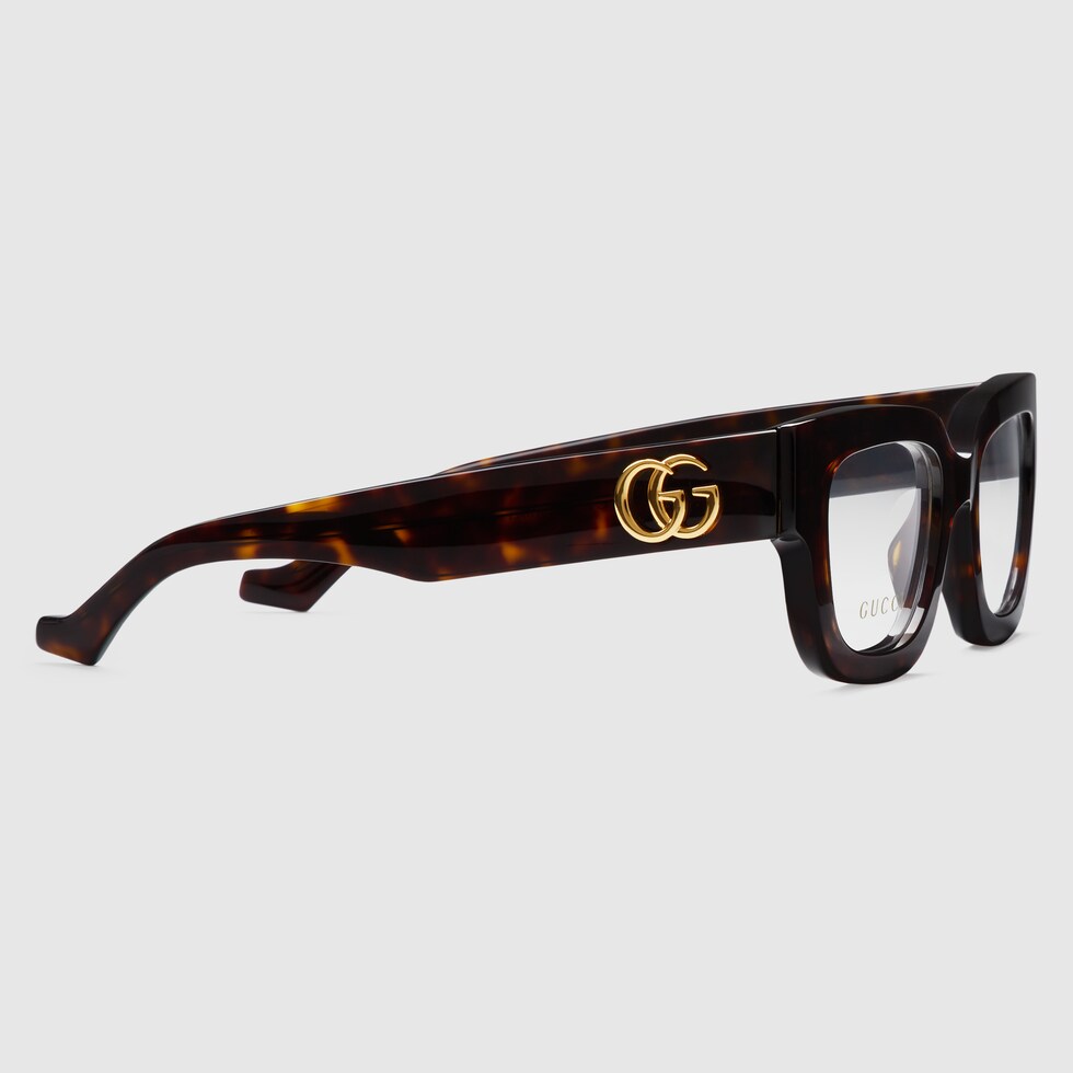 Rectangular optical frame in dark tortoiseshell | GUCCI® US
