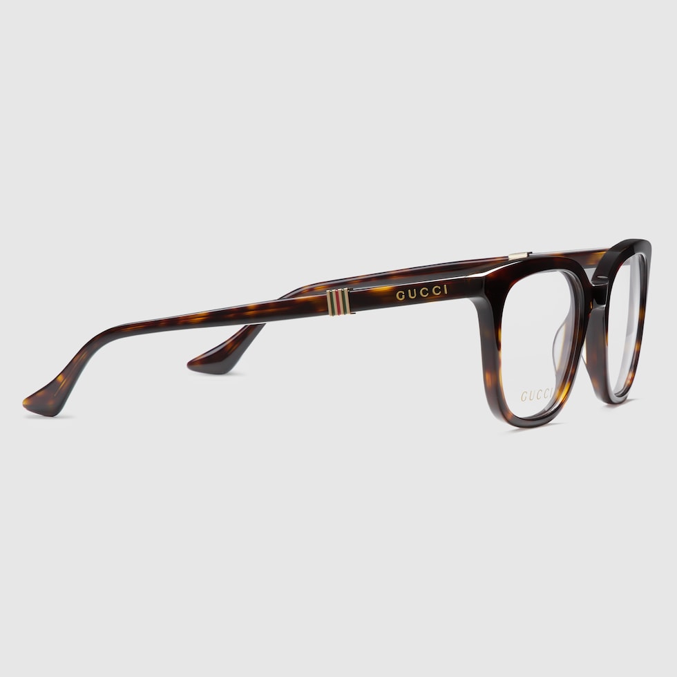 Rectangular optical frame in dark tortoiseshell | GUCCI® US