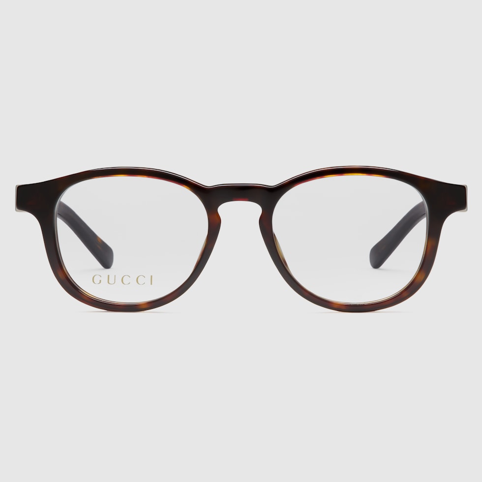 Round optical frame in dark tortoiseshell | GUCCI® UK