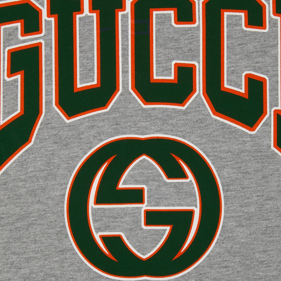 Cotton jersey printed T-shirt in grey | GUCCI® AE