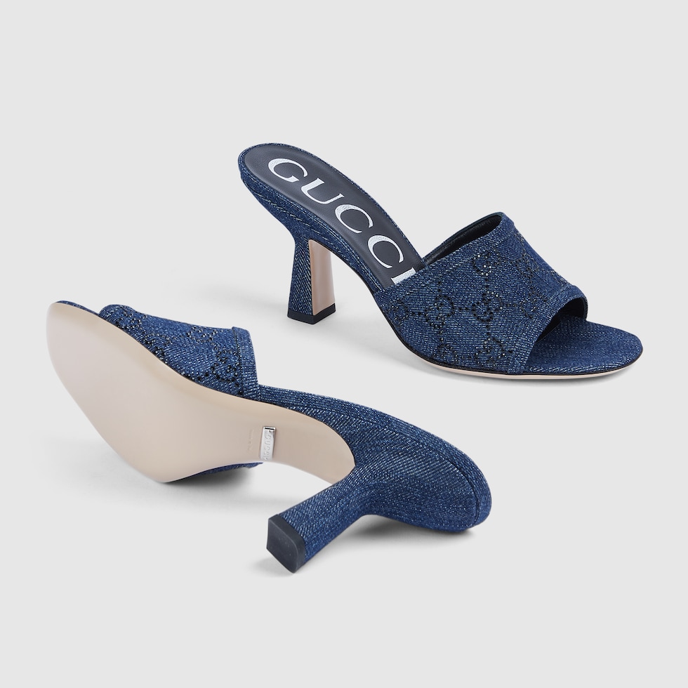 Women's GG slide sandal in blue denim | GUCCI® TH
