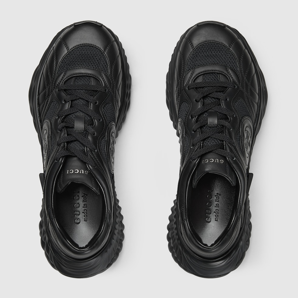 Zapatilla Gucci Ripple para hombre en piel negra | GUCCI® ES