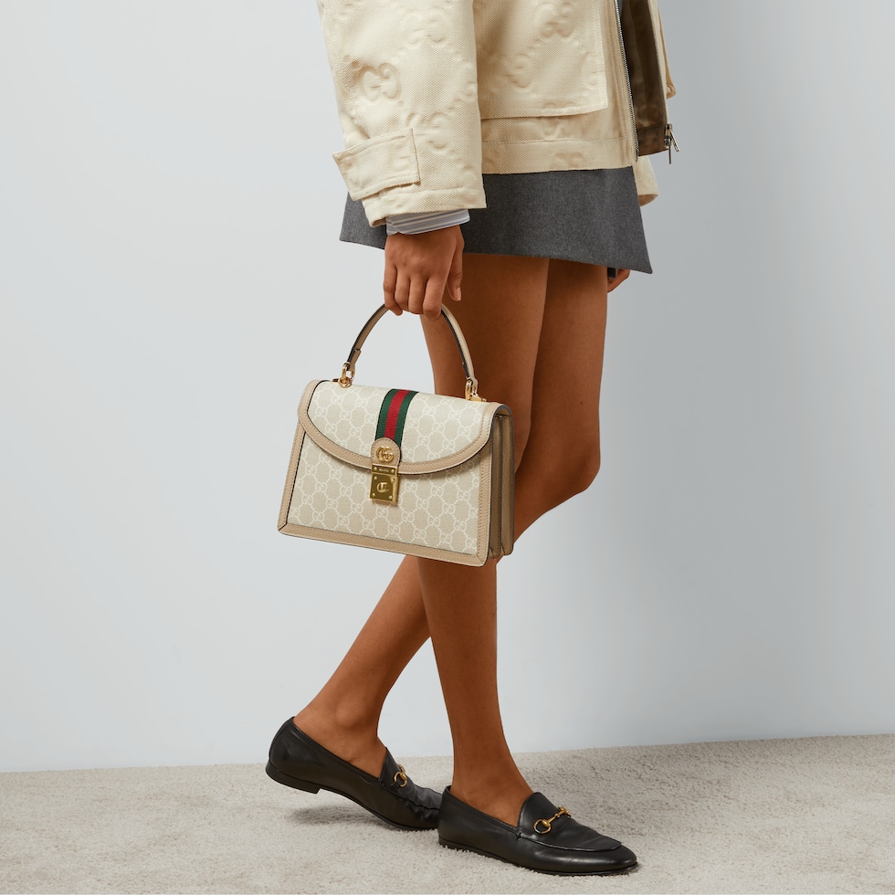 [오피디아] 스몰 GG 탑 핸들백 - 베이지/화이트 | GUCCI® KR
