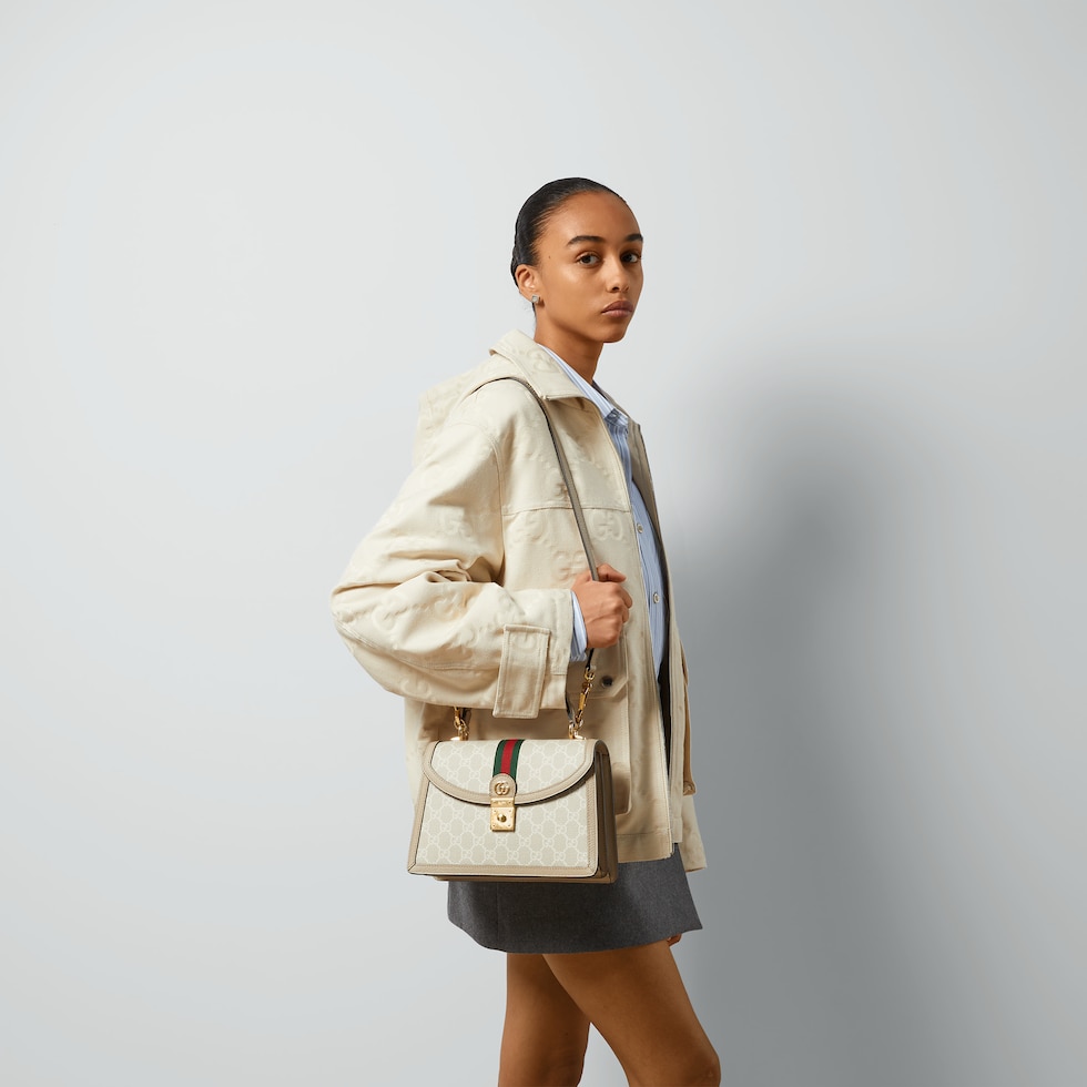 [오피디아] 스몰 GG 탑 핸들백 - 베이지/화이트 | GUCCI® KR