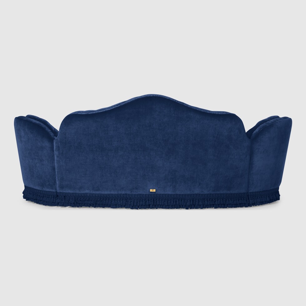 Capitonné camelback velvet sofa in dark blue velvet | GUCCI® US