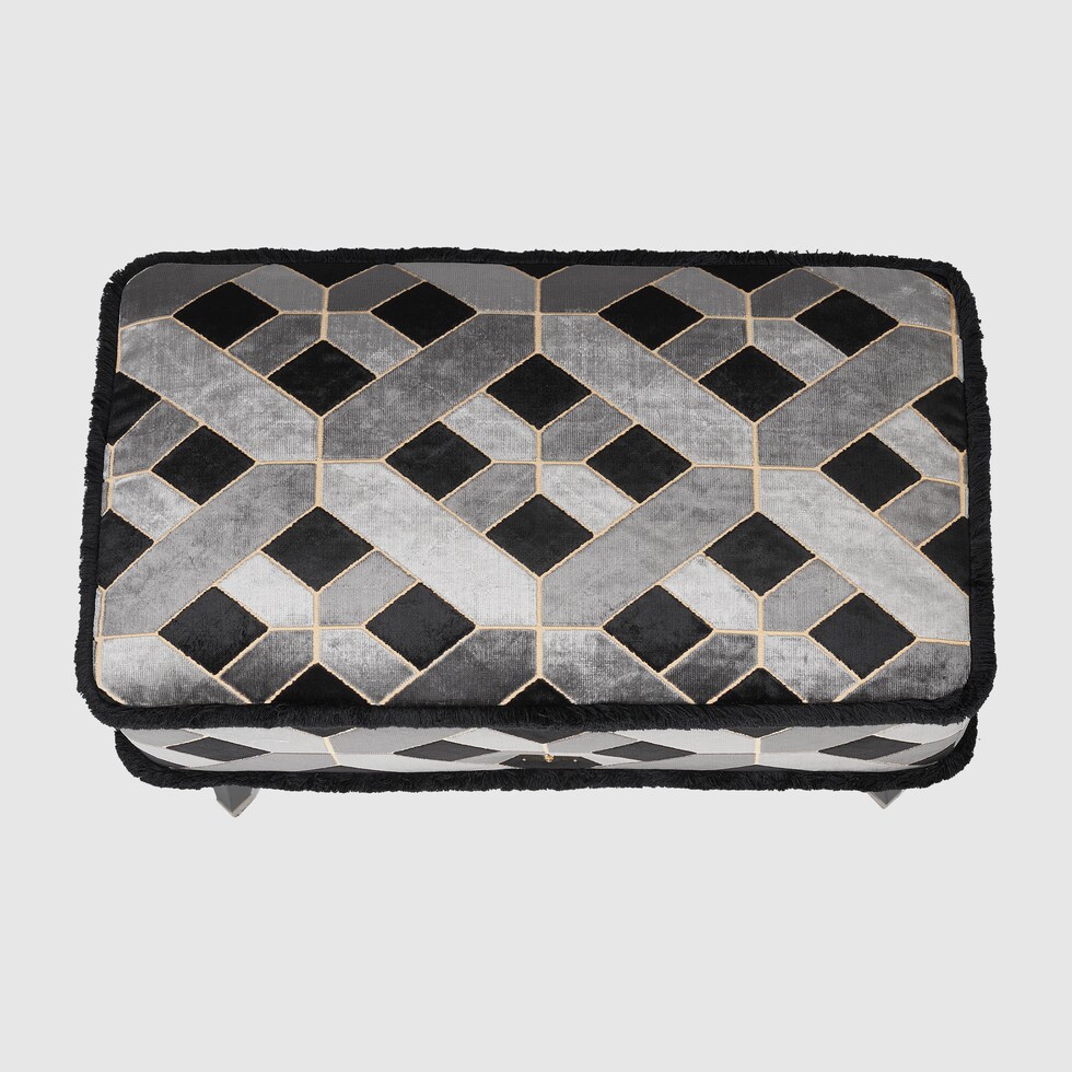 Geometric velvet stool in grey and black velvet | GUCCI® GR