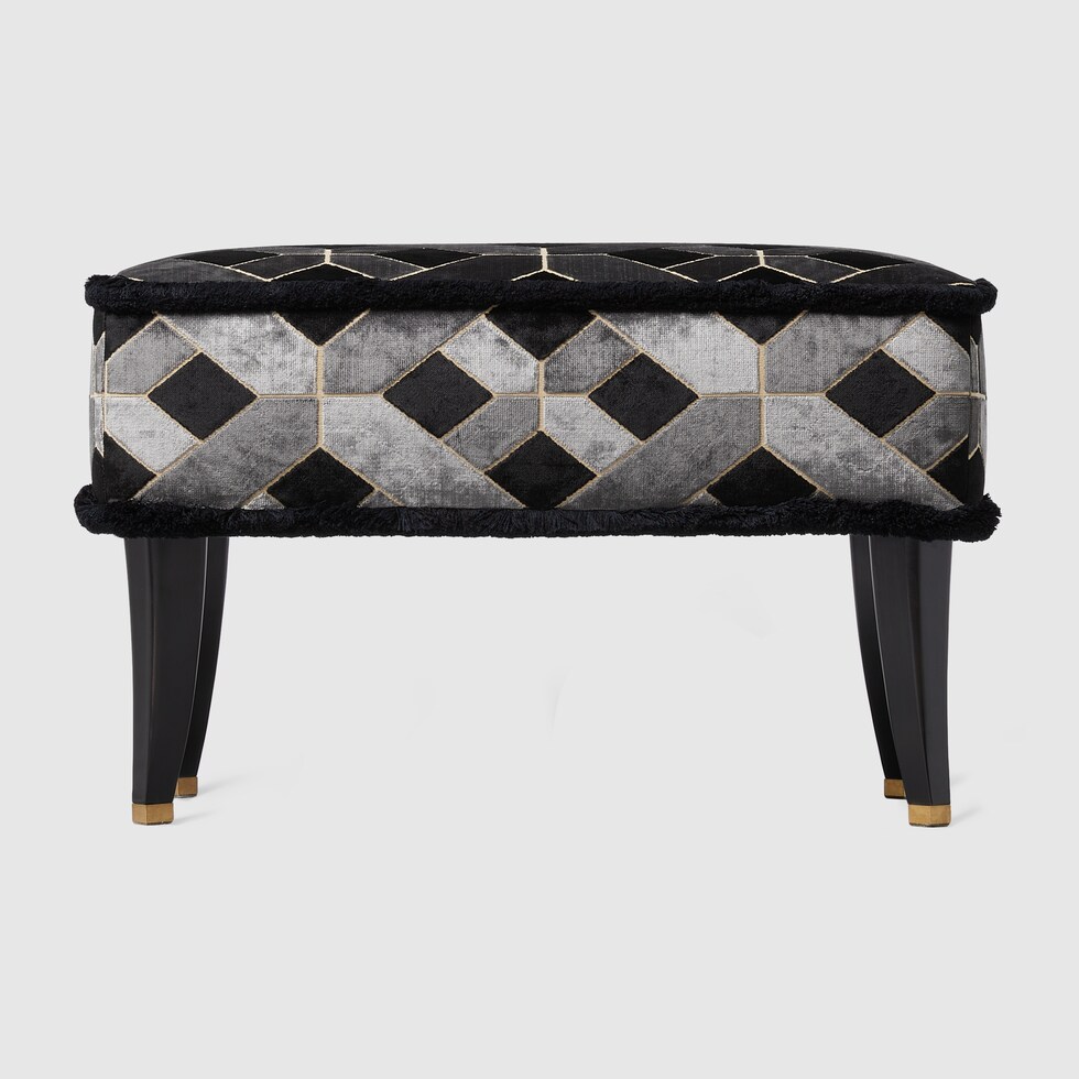 Geometric velvet stool in grey and black velvet | GUCCI® GR