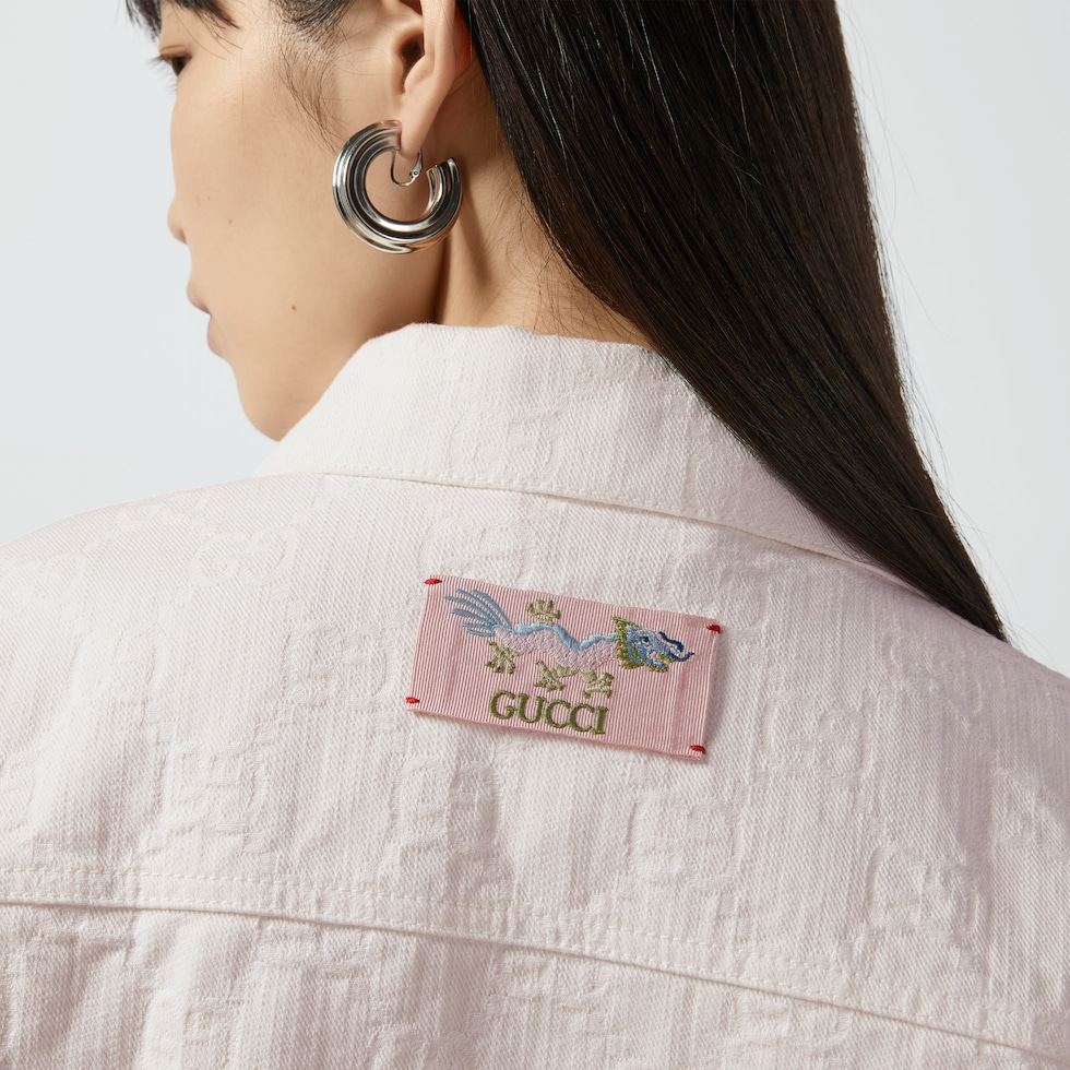 GG denim jacquard jacket in white | GUCCI® 香港