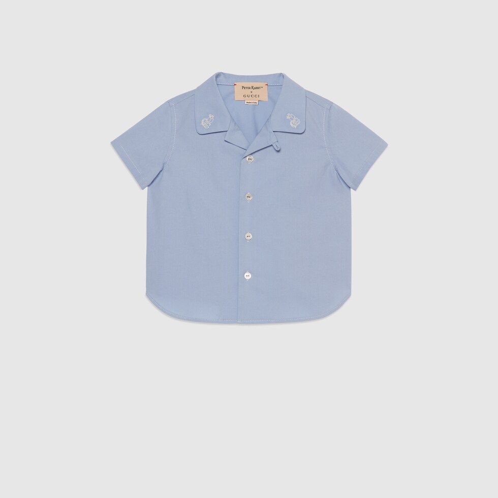 Peter Rabbit™ x Gucci cotton shirt in blue | GUCCI® AE