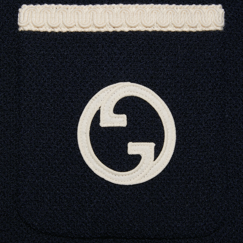 Retro tweed jacket in dark blue | GUCCI® UK