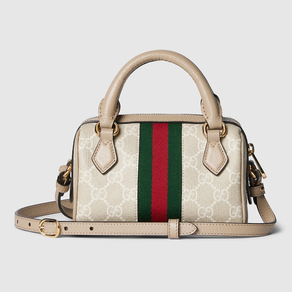 Ophidia mini boston bag in beige and oatmeal Supreme | GUCCI® SG