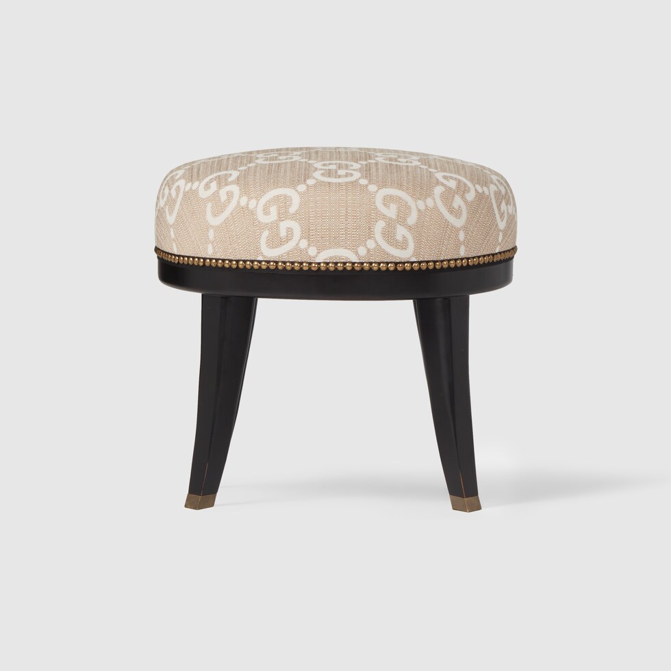 GG jacquard round stool in beige and white fabric | GUCCI® UK
