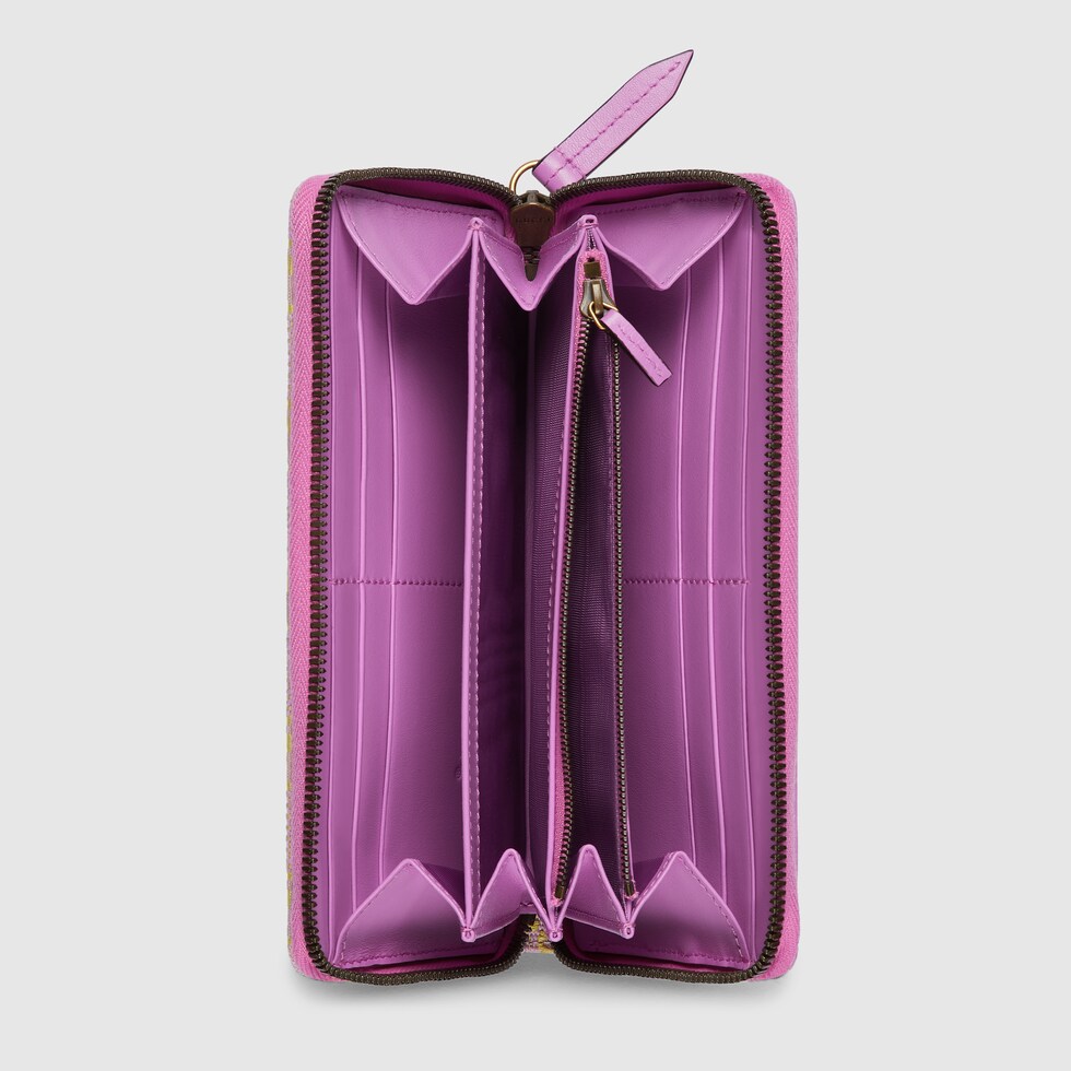 GG zip-around wallet in lilac and yellow canvas | GUCCI® BE