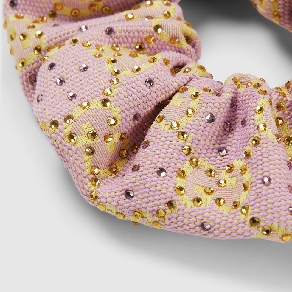 GG canvas scrunchie in pink and pale yellow | GUCCI® 香港