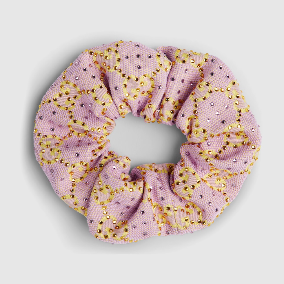 GG canvas scrunchie in pink and pale yellow | GUCCI® 香港