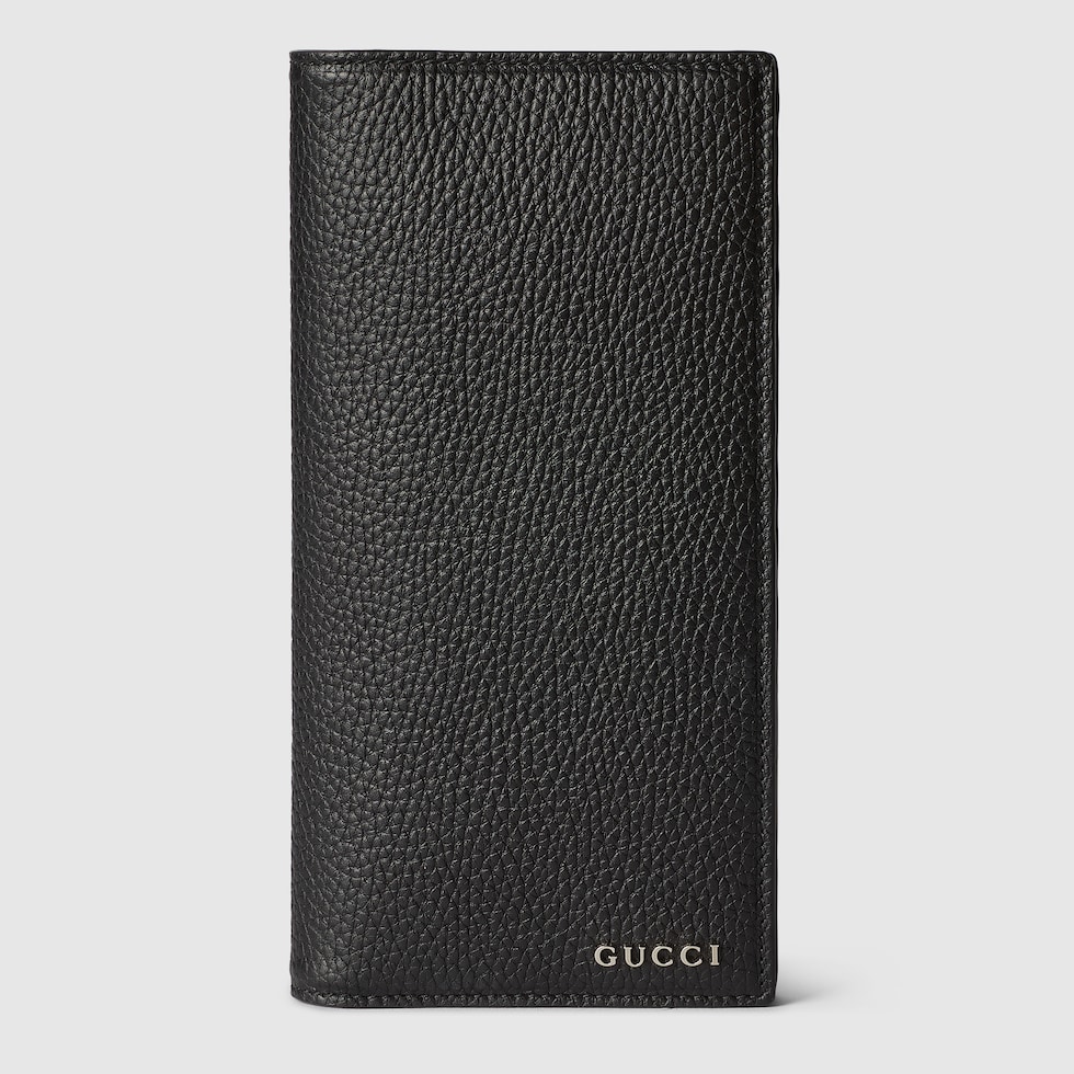 Long wallet with Gucci logo in black leather | GUCCI® US