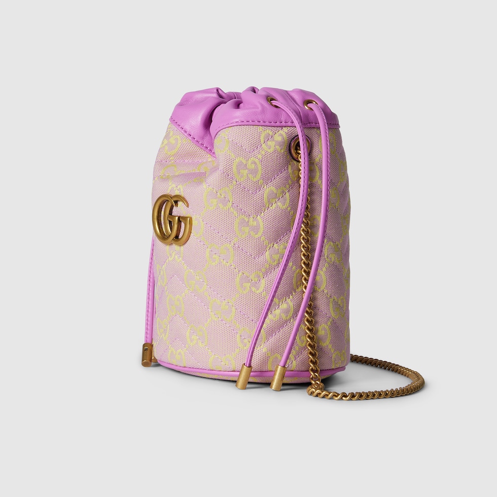 GG super mini bucket bag in lilac and yellow canvas | GUCCI® PL
