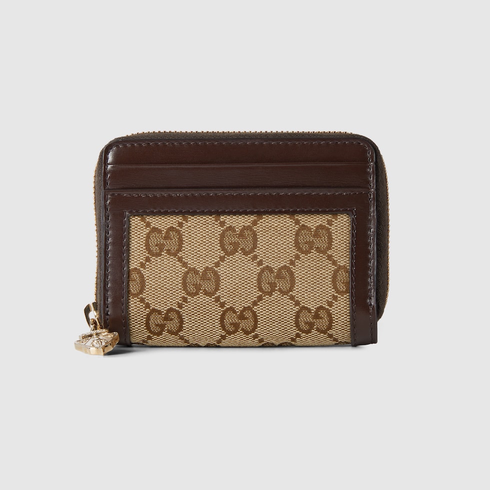 Gucci Luce mini zip wallet in beige and ebony canvas | GUCCI® PL