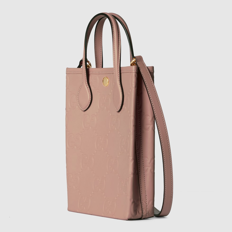 GG super mini bag with strap in rose beige leather | GUCCI® TH