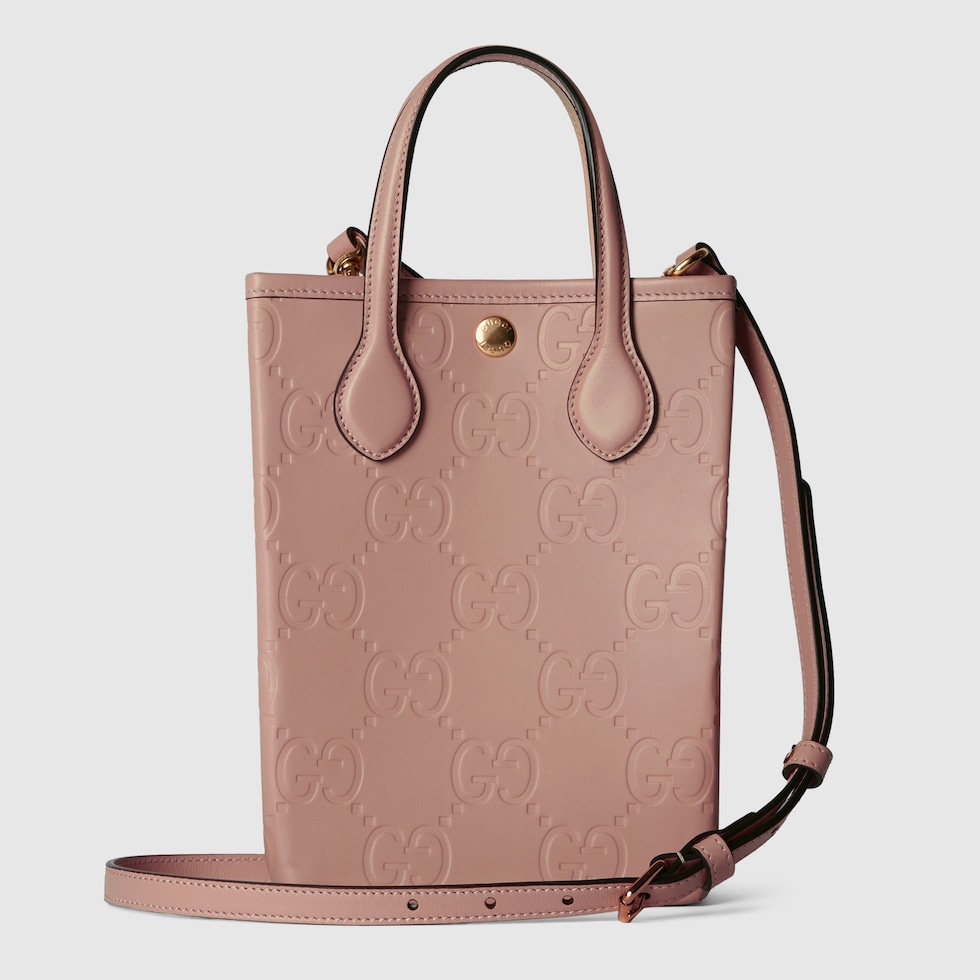 GG super mini bag with strap in rose beige leather | GUCCI® TH