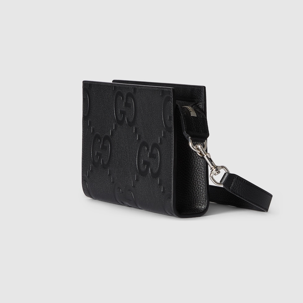Jumbo GG mini bag in black jumbo GG leather | GUCCI® AE