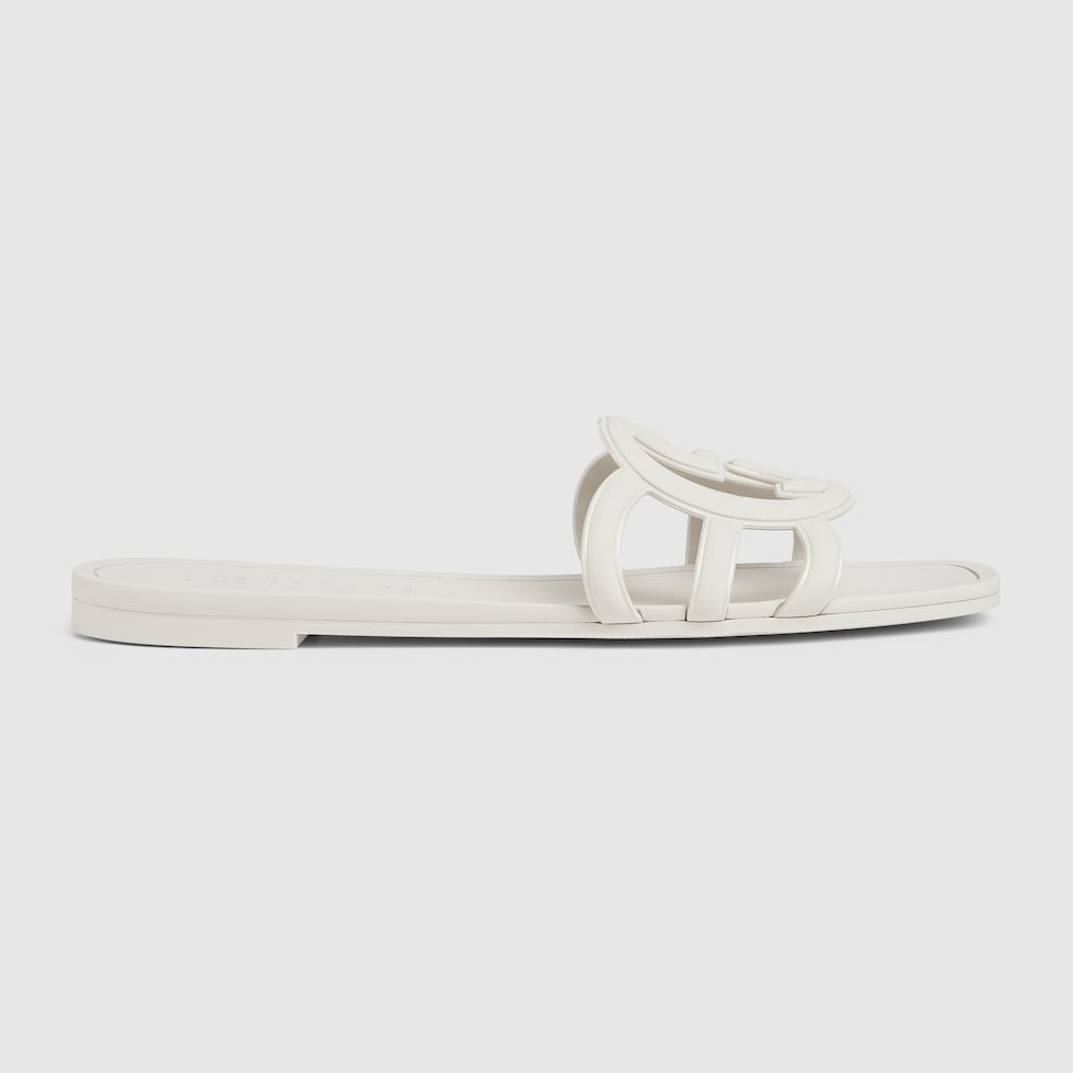 Sandales à motif GG pour femme en caoutchouc blanc | GUCCI® FR