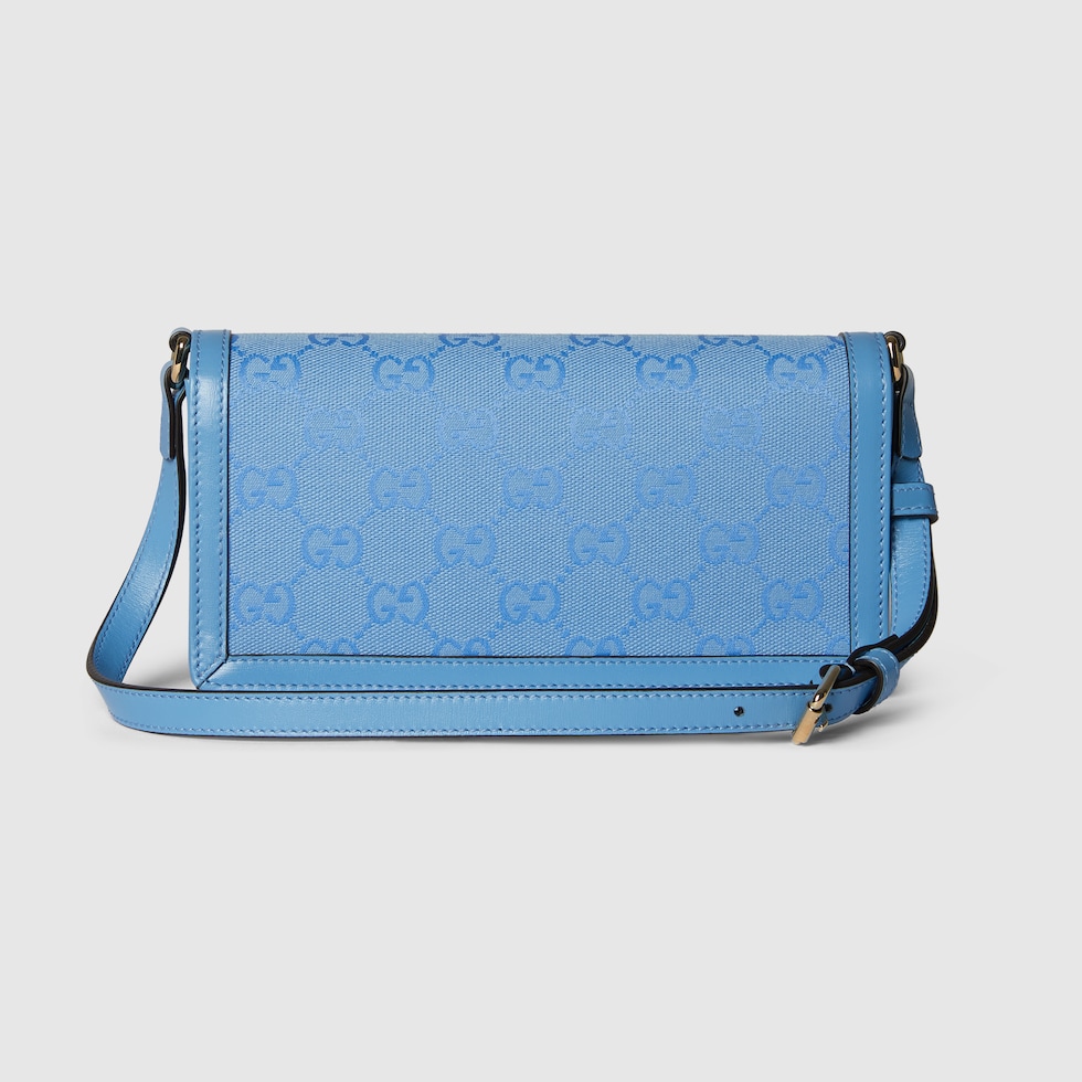 Gucci Luce mini shoulder bag in light blue GG canvas | GUCCI® TH