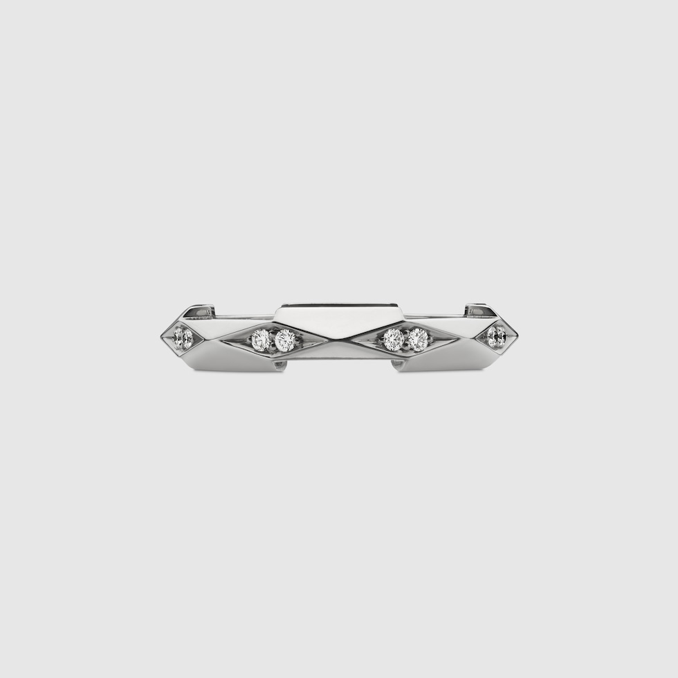Gucci Link to Love diamond ring in 18k white gold | GUCCI® US