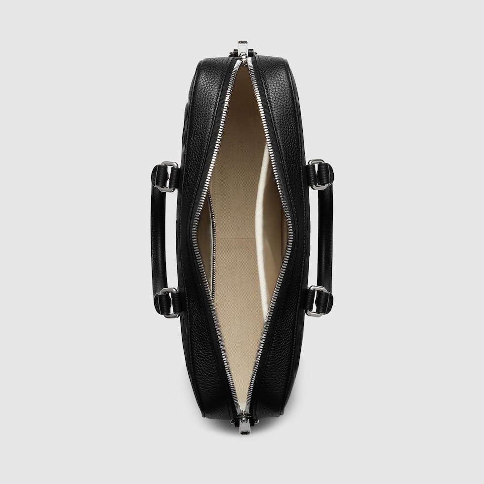 GG jumbo medium briefcase in black leather | GUCCI® UK