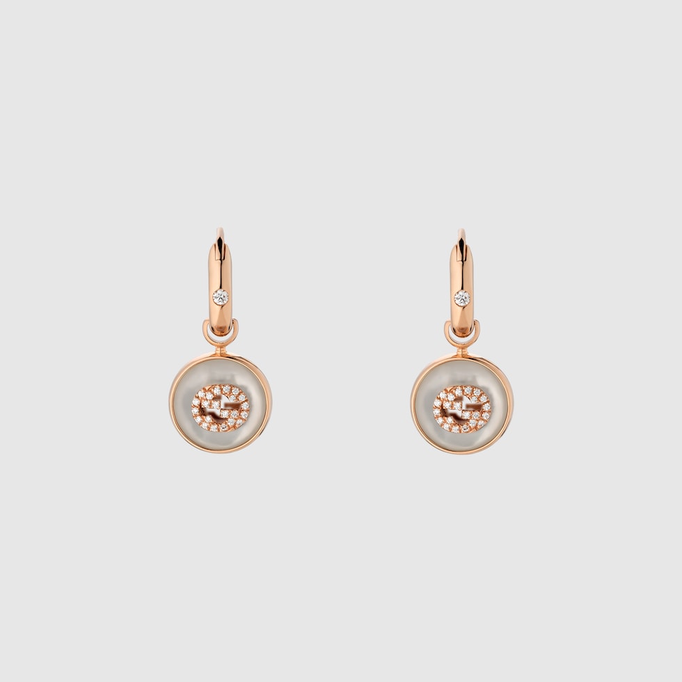Gucci Interlocking 18k diamond earrings in 18k rose gold | GUCCI® UK
