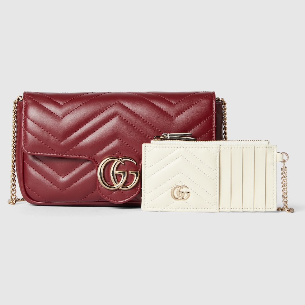 GG Marmont small shoulder bag in Rosso Ancora red leather | GUCCI® SG
