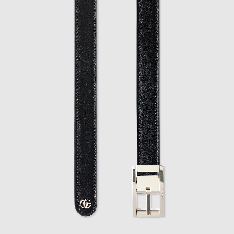 Reversible thin belt with rectangular buckle in black and Rosso Ancora ...