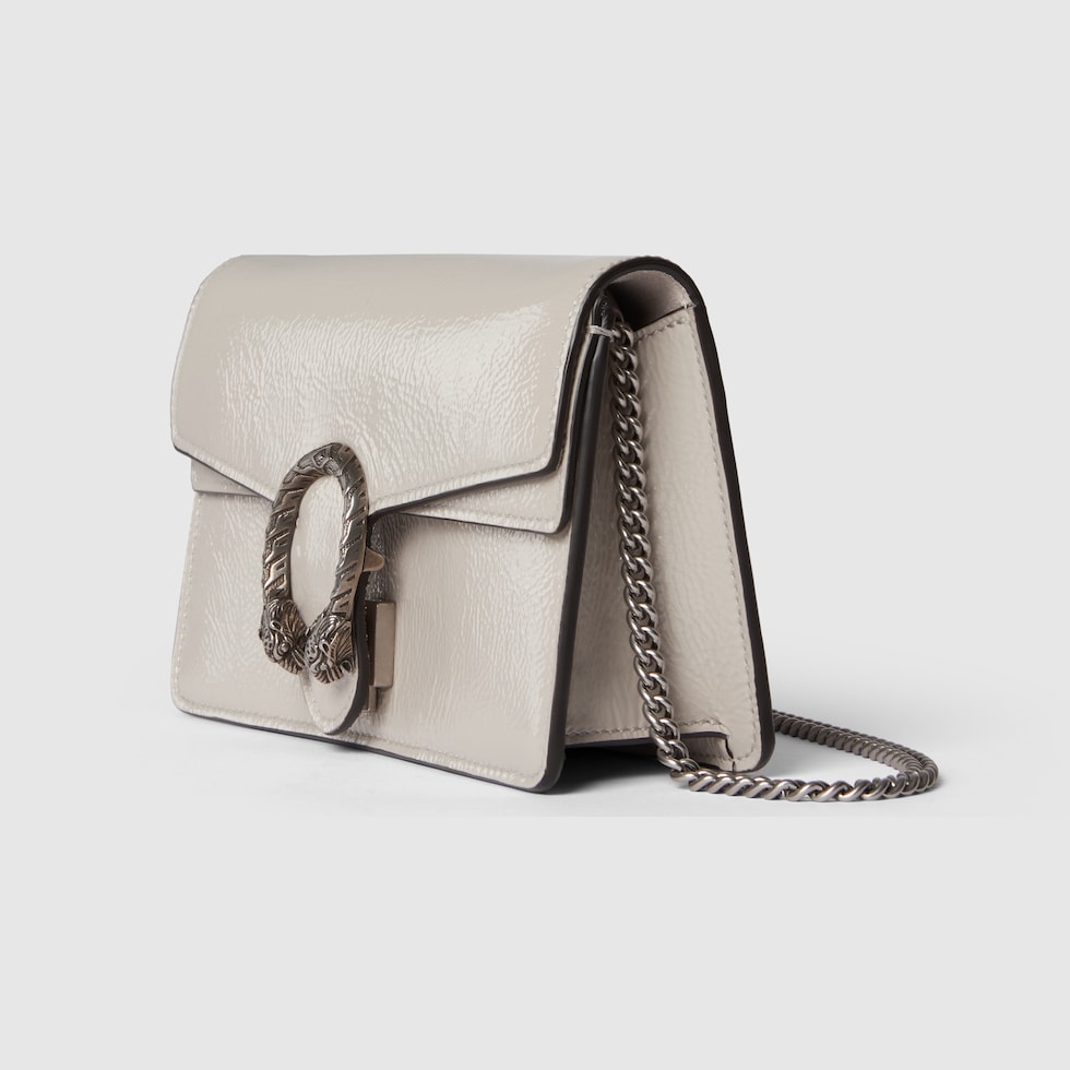 Dionysus super mini bag in light grey patent leather | GUCCI® GR