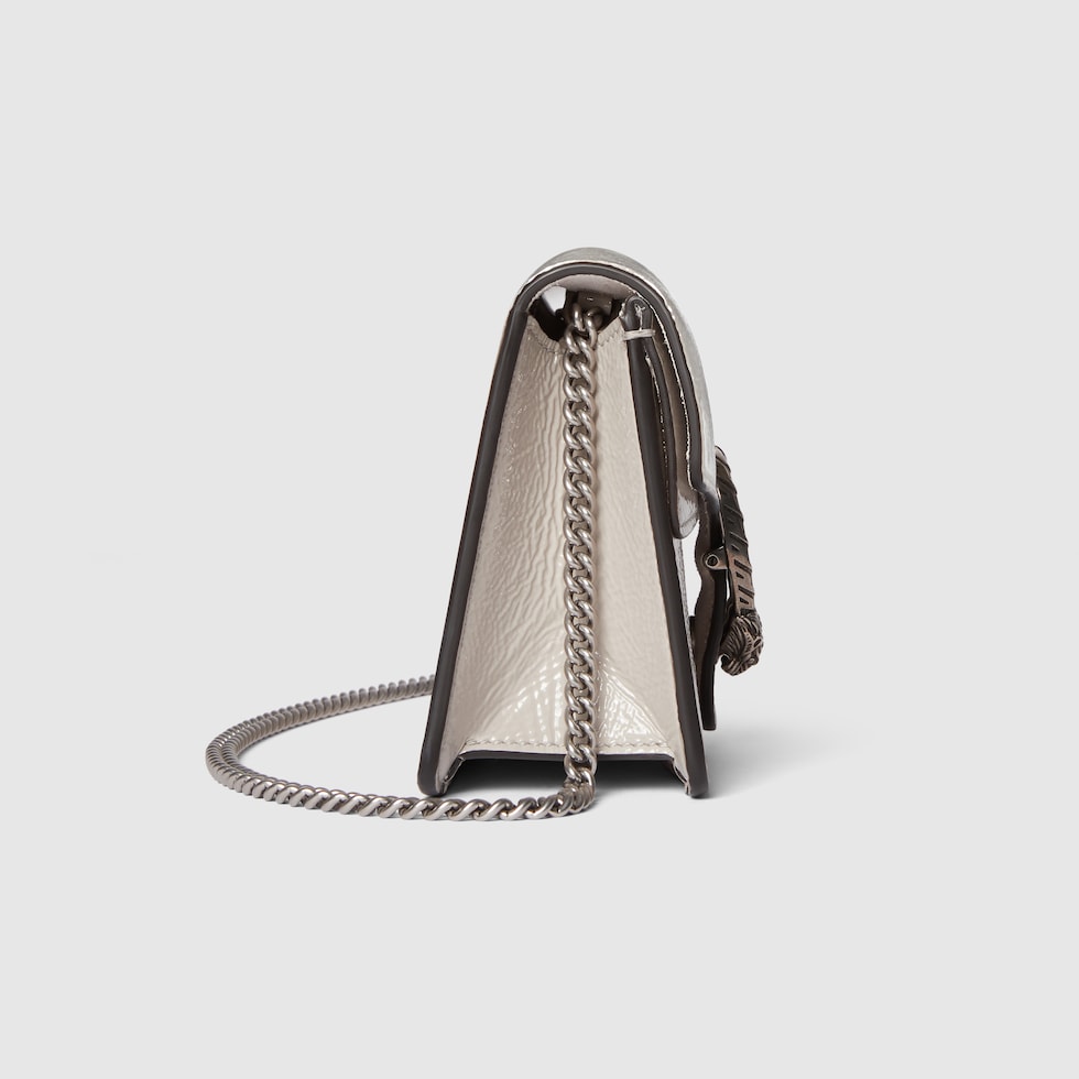 Dionysus super mini bag in light grey patent leather | GUCCI® GR