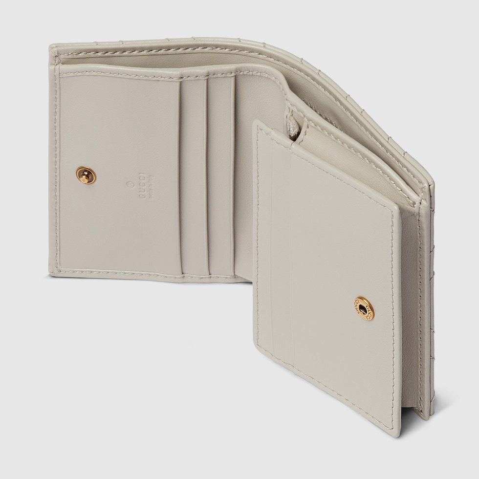 GG Marmont card case wallet in light grey leather | GUCCI® CA