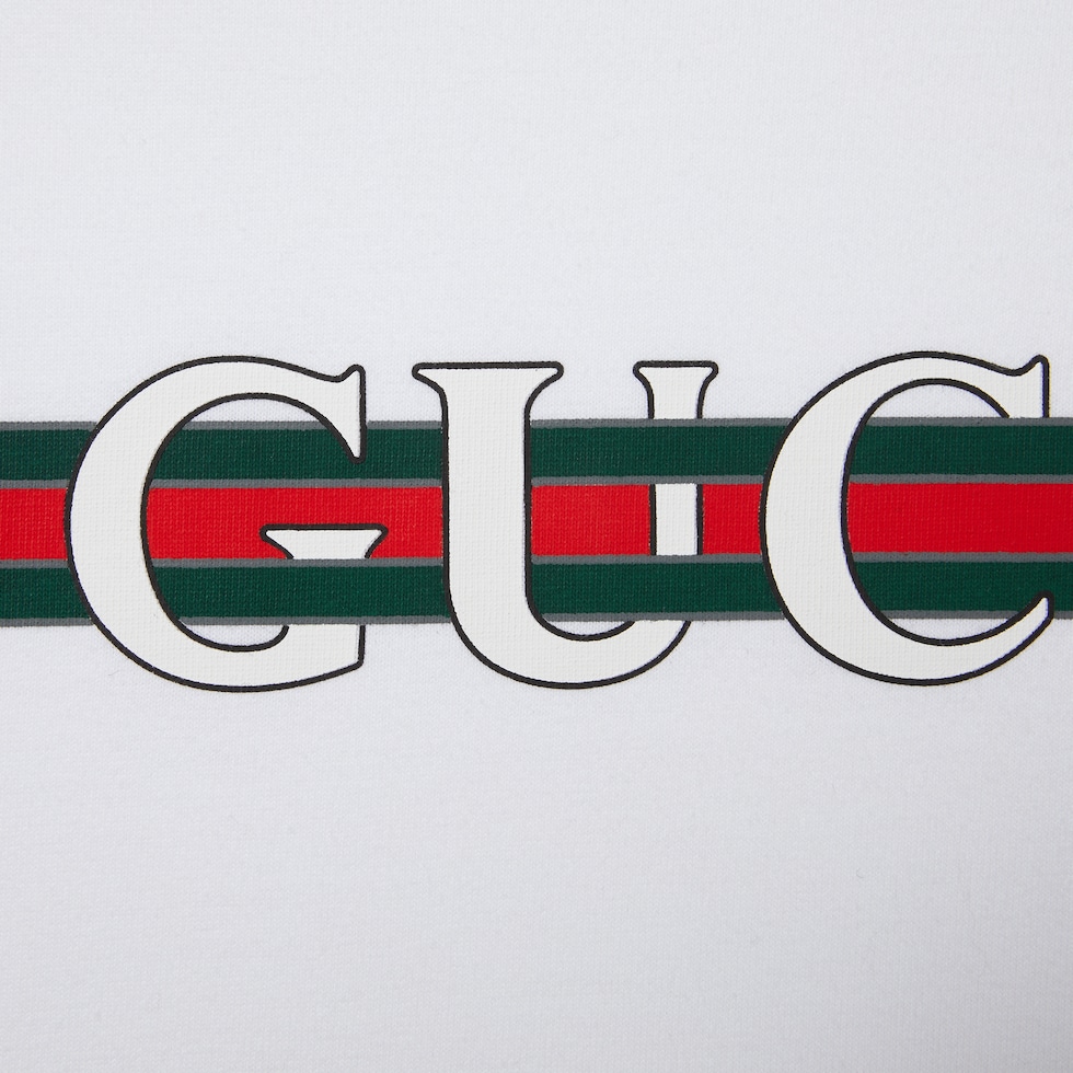 Cotton jersey T-shirt with print in white | GUCCI® US