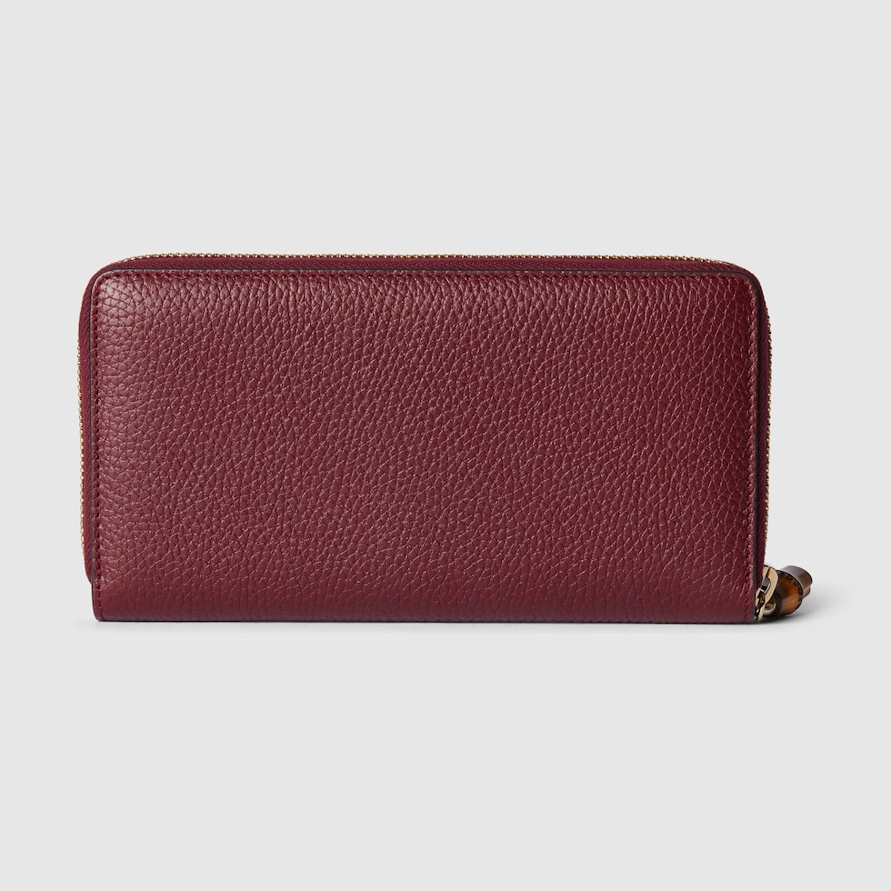 Double G zip wallet with bamboo in Rosso Ancora red leather | GUCCI® UK