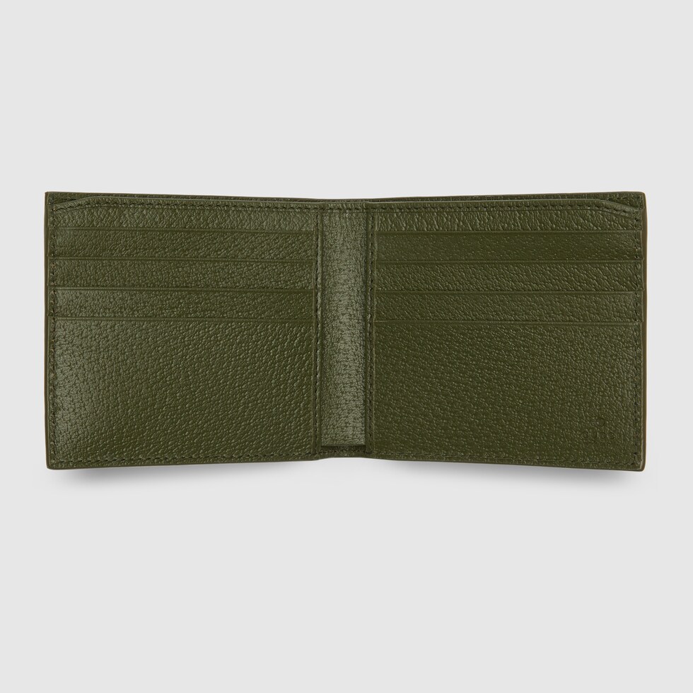 Dark green interior bi-fold wallet in black GG Supreme | GUCCI® 香港