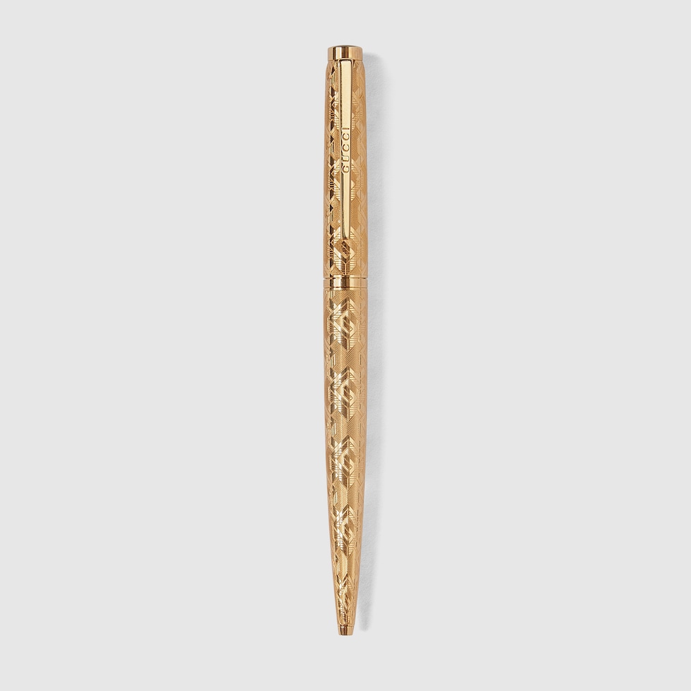 Pen with Double G case in beige and ebony GG Supreme | GUCCI® US